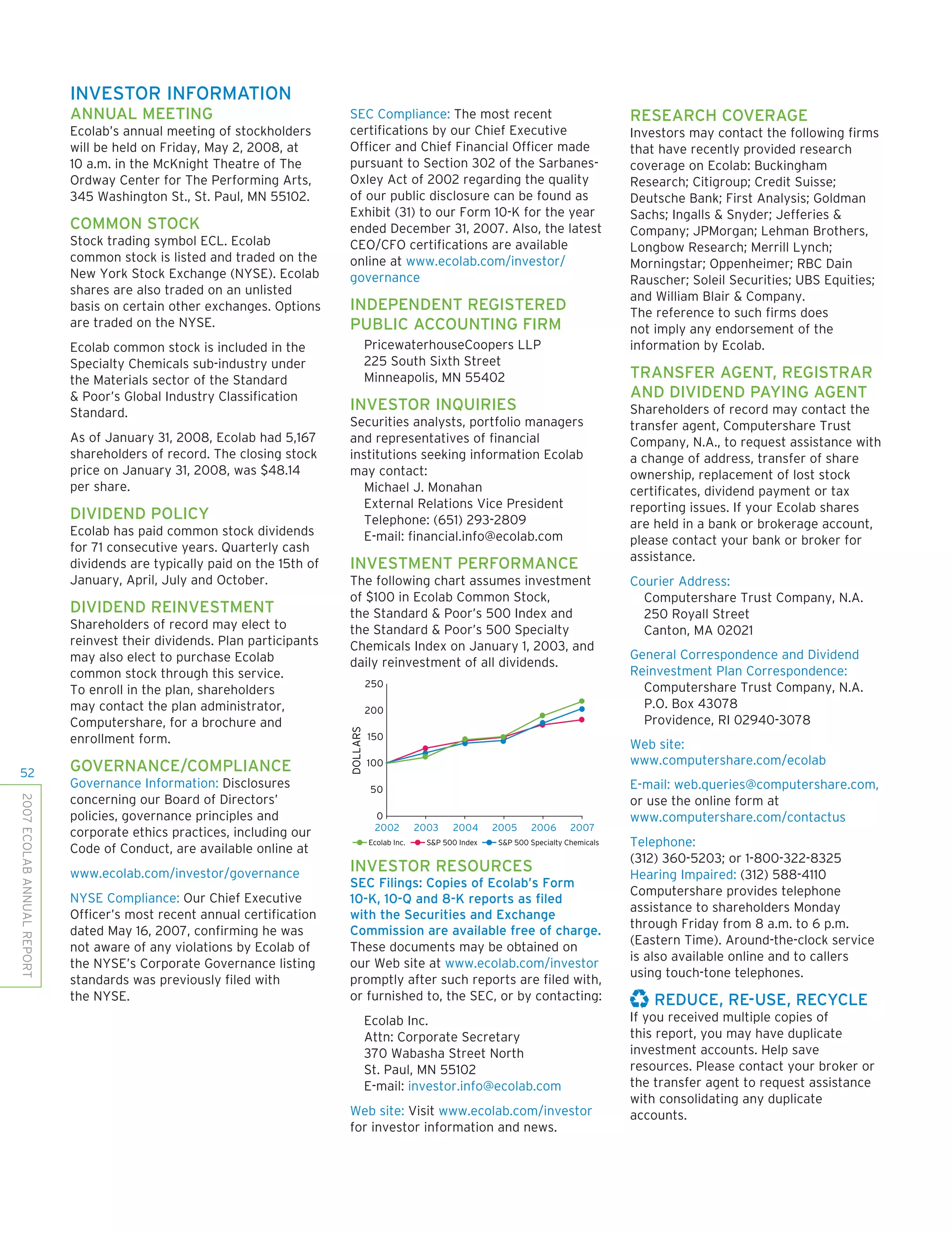 ecolab InvestorInformation | PDF
