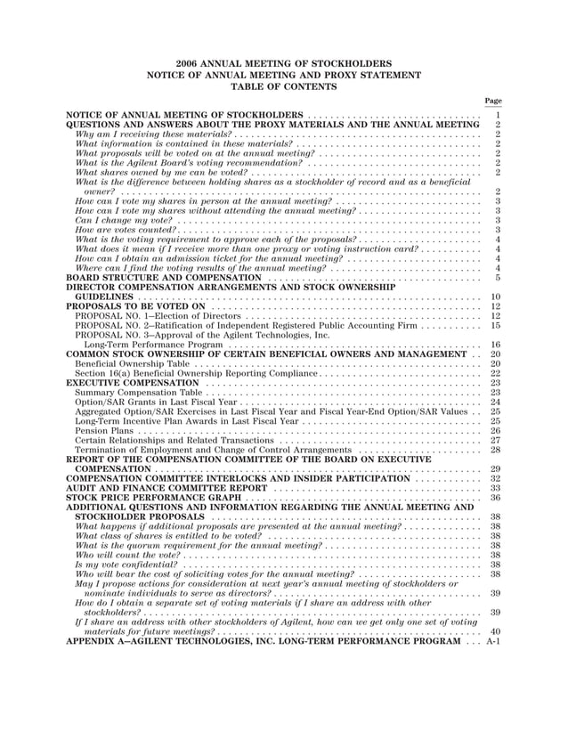 agilent 2006ProxyStatement | PDF