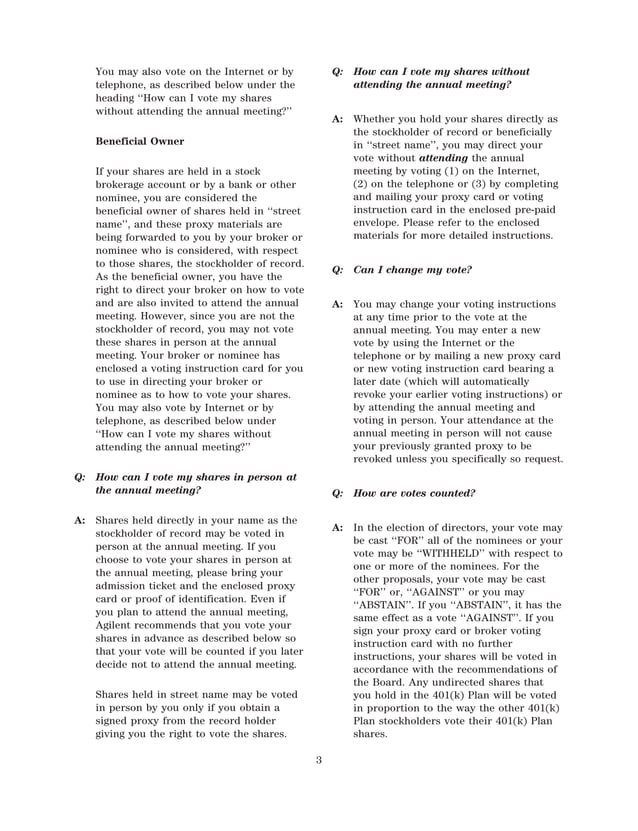 agilent 2006ProxyStatement | PDF