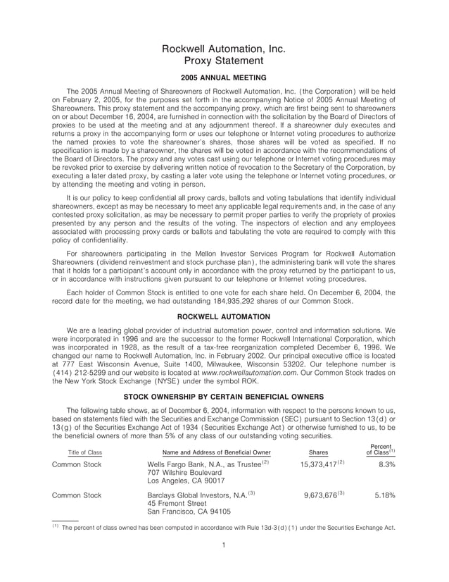 ROCKWELL AUTOMATION 2005_proxy | PDF