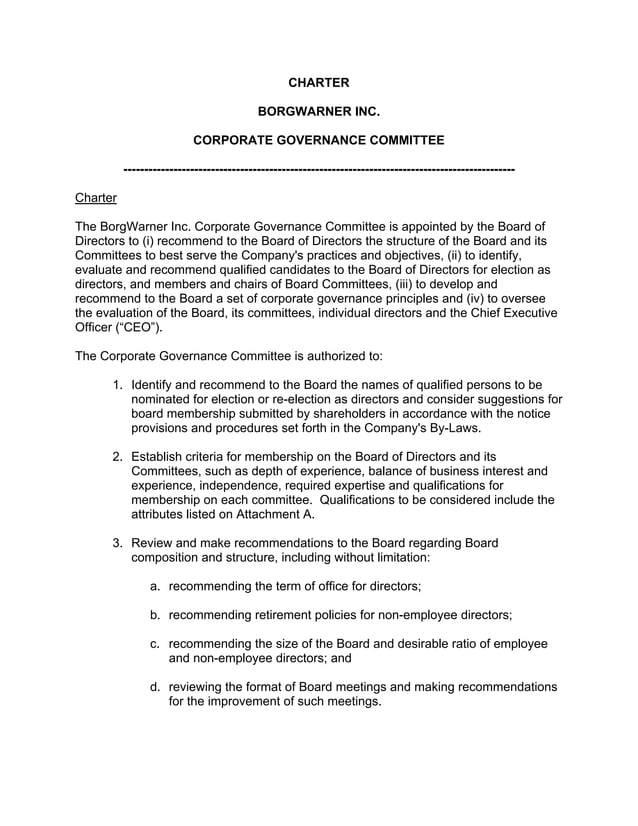 borg warner corporate_governance_committee_charter | PDF