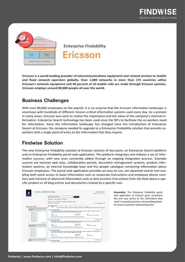 Enterprise Search Case Study: Ericsson | PDF