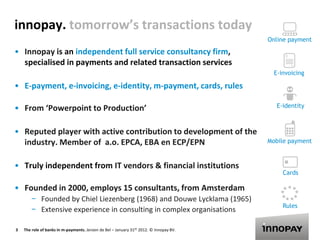 Innopay @ IQPC: The role of banks in mobile payments | PPT