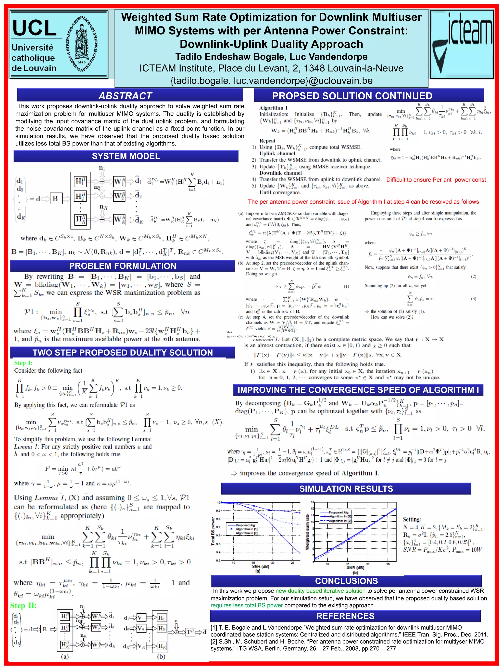 Weighted Sum Rate Optimization for Downlink Multiuser MIMO Systems with per Antenna Power ...