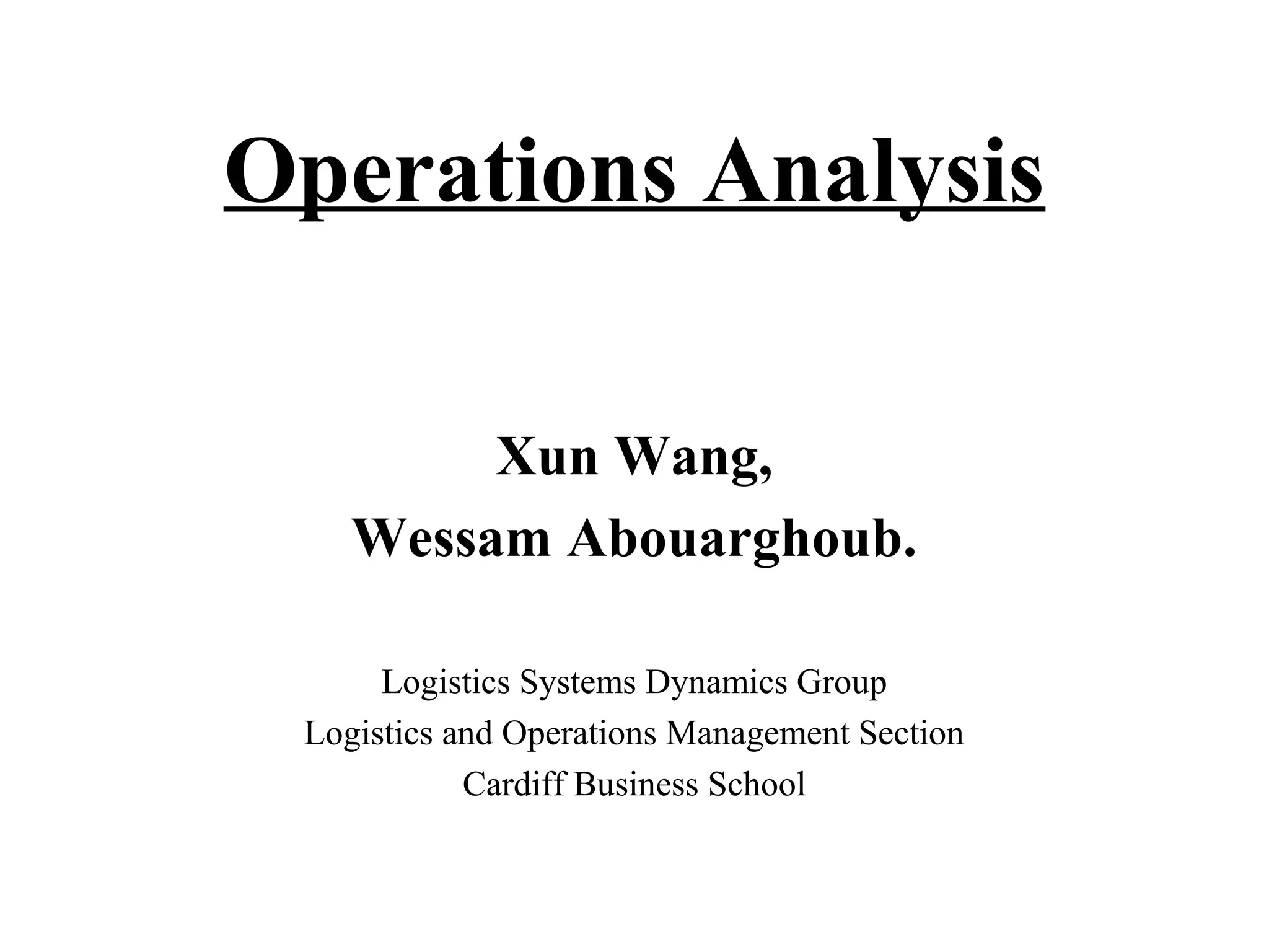 Operation Analysis - Process Mapping | PPT