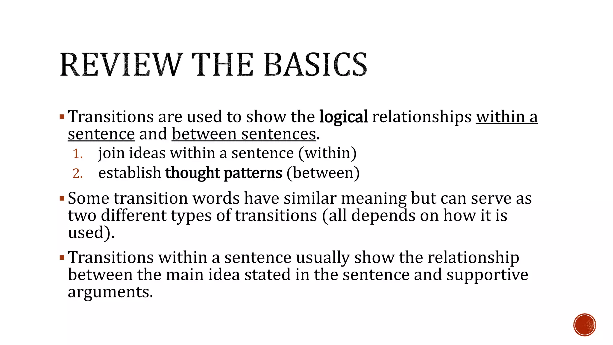 1202. transitions & thought patterns | PPT