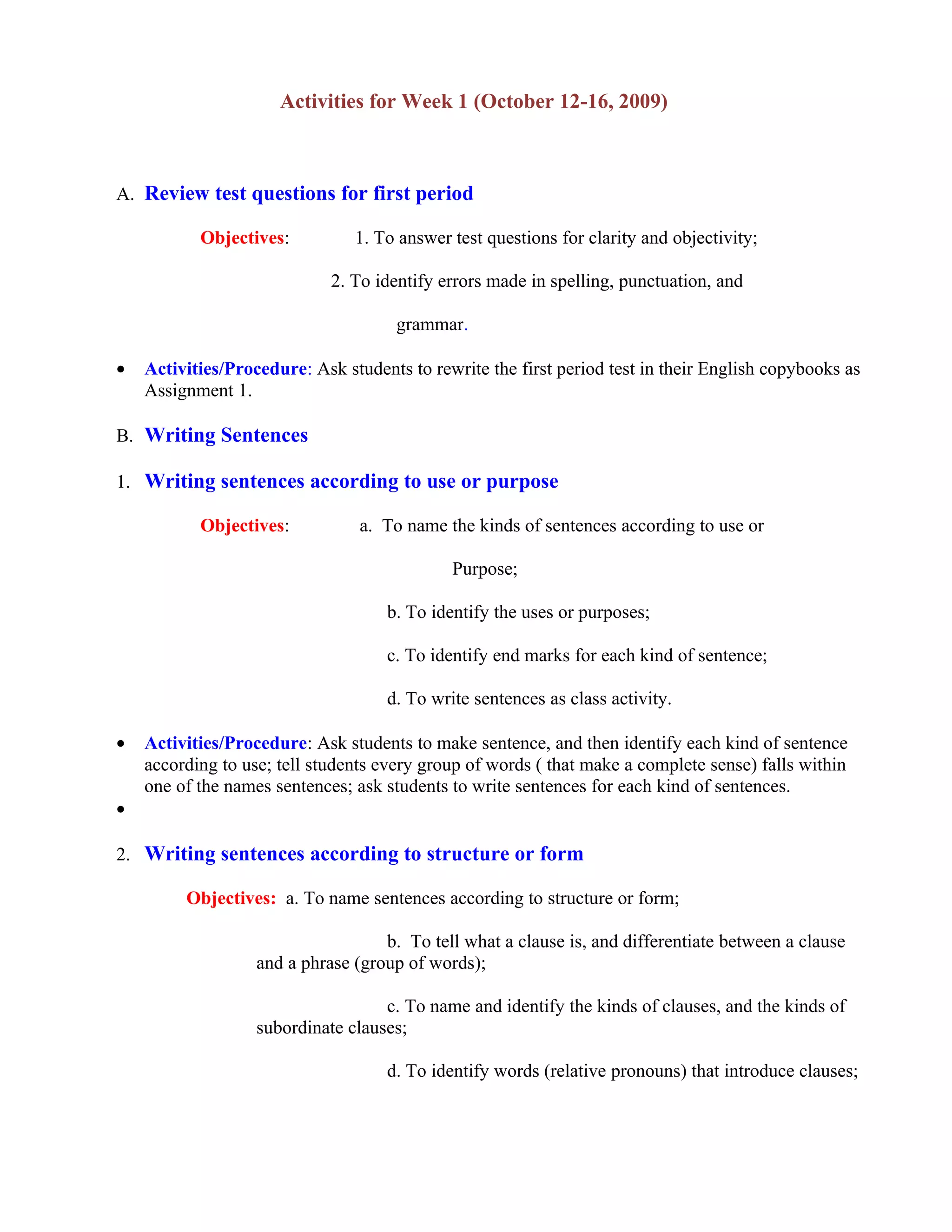PONGA'S LESSON PLANS FOR GRADE 12, 2009x | DOC