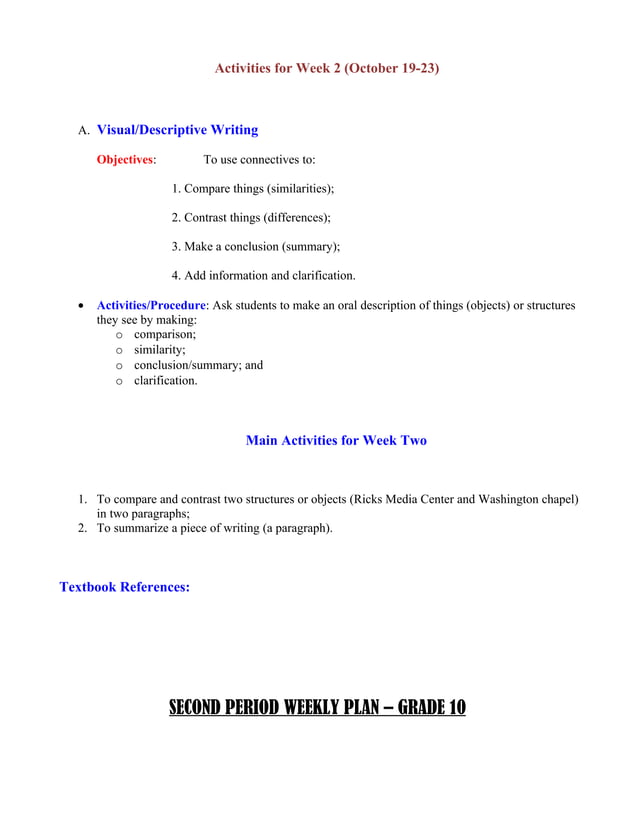 PONGA'S LESSON PLANS FOR GRADE 12, 2009x | DOC