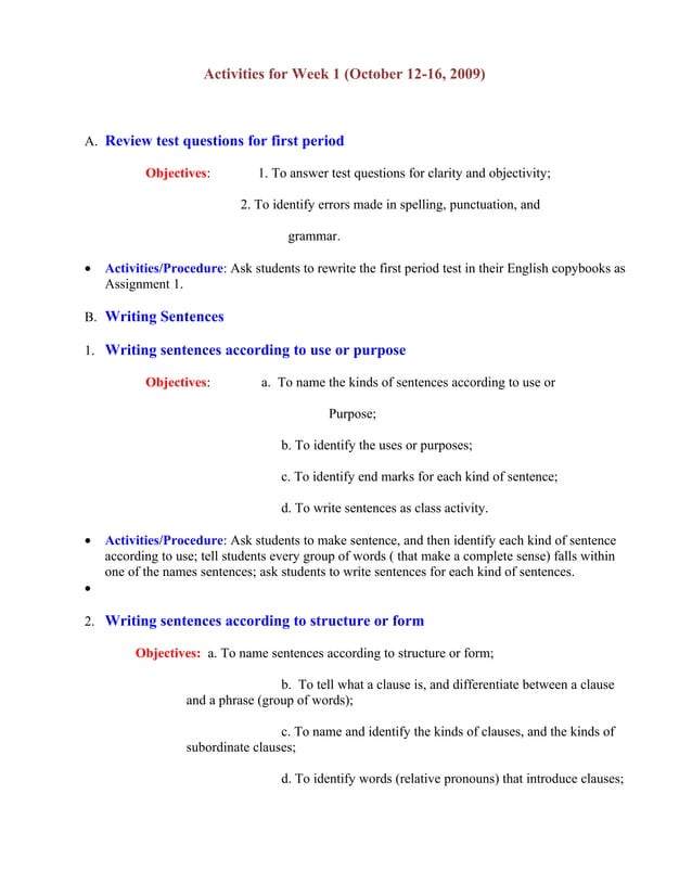 PONGA'S LESSON PLANS FOR GRADE 12, 2009x | DOC