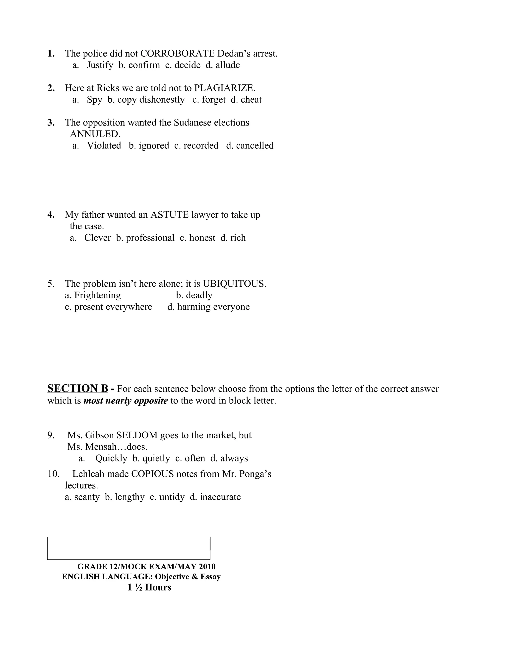Mock Final Pdf