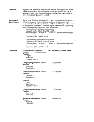 resume-template_table | DOC | Resume Writing and Advice | Job Search