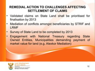 Progress Report on Land restitution claims | PPT