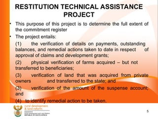 Progress Report on Land restitution claims | PPT