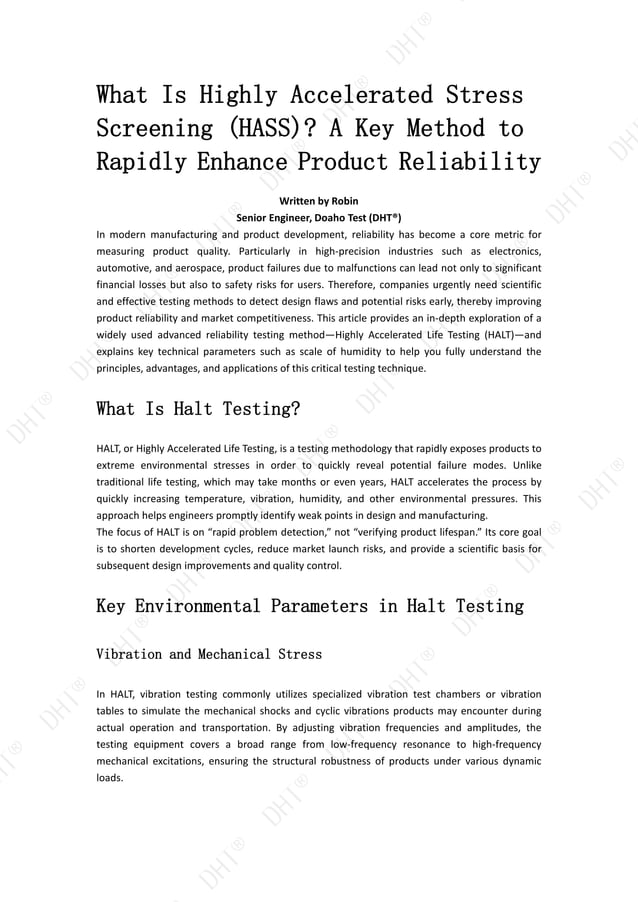 What Is Highly Accelerated Stress Screening (HASS)? | PDF
