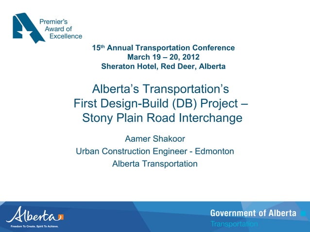 Alberta Transportation's First Design-Build (DB) Project - Stony Plain ...