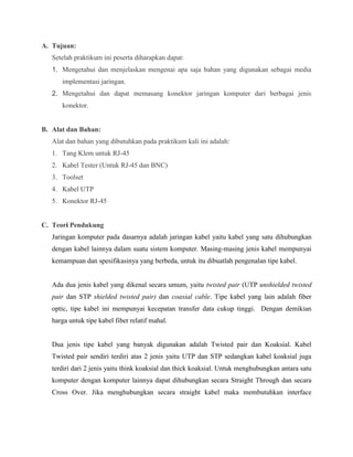 Laporan Installasi Jaringan Komputer 1 - Media Jaringan | DOCX