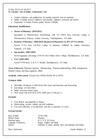 Geetha's Resume for PV | DOCX