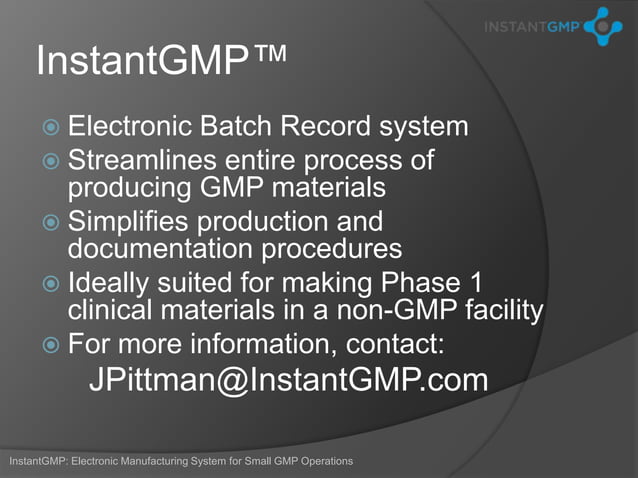 Making GMP Materials in a Non-GMP Space | PPTX | Manufacturing Industry ...