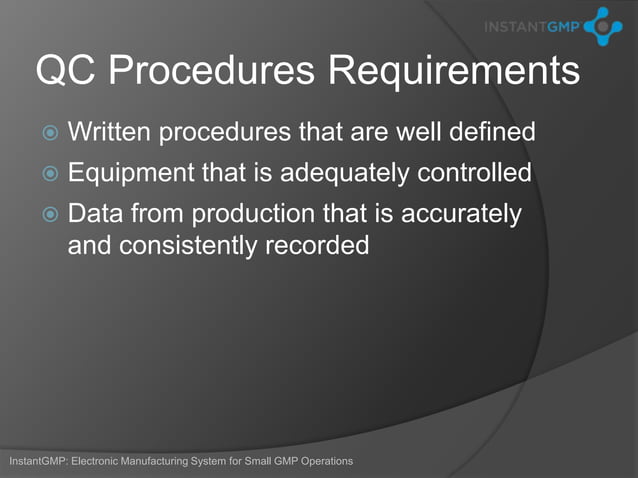 Making GMP Materials in a Non-GMP Space | PPTX | Manufacturing Industry ...