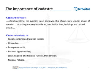 Cadastre Information System - GWF 2012, Amsterdam | PDF