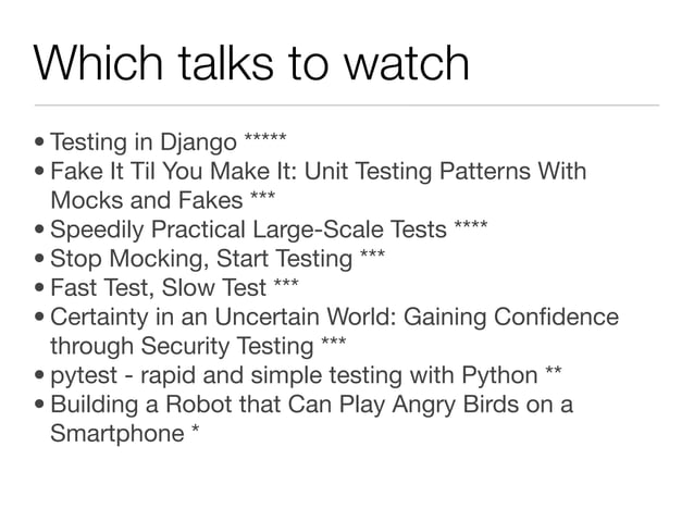 Overview Of Testing Talks At Pycon Ppt 