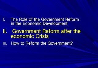 Government Reform: Lesson’s from Korean Experience | PPT