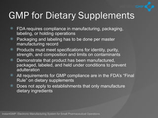 Specifications for GMP Dietary Supplements | PPT