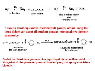 Memhami tata nama amina, sifat-sifatnya, pembuatannya, reaksi-reaksi ...