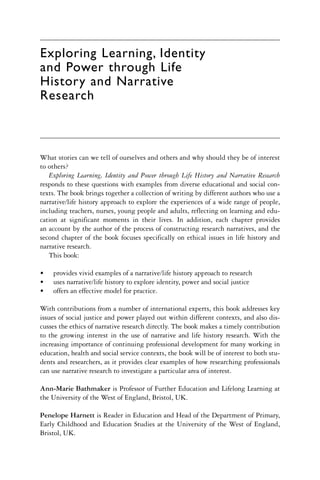 Exploring Learning Identity And Power Through Life History And ...