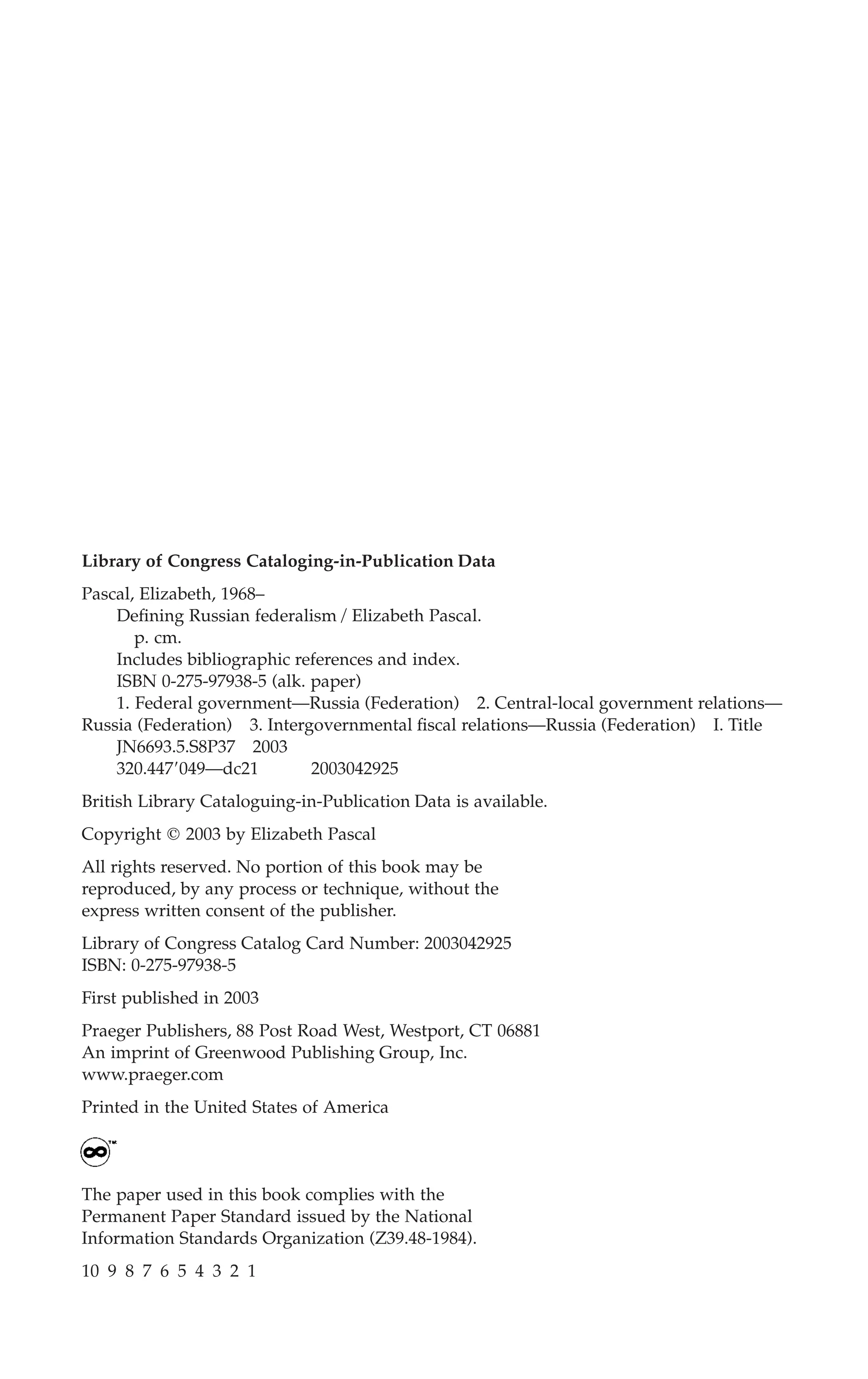 Defining Russian Federalism Elizabeth Pascal | PDF