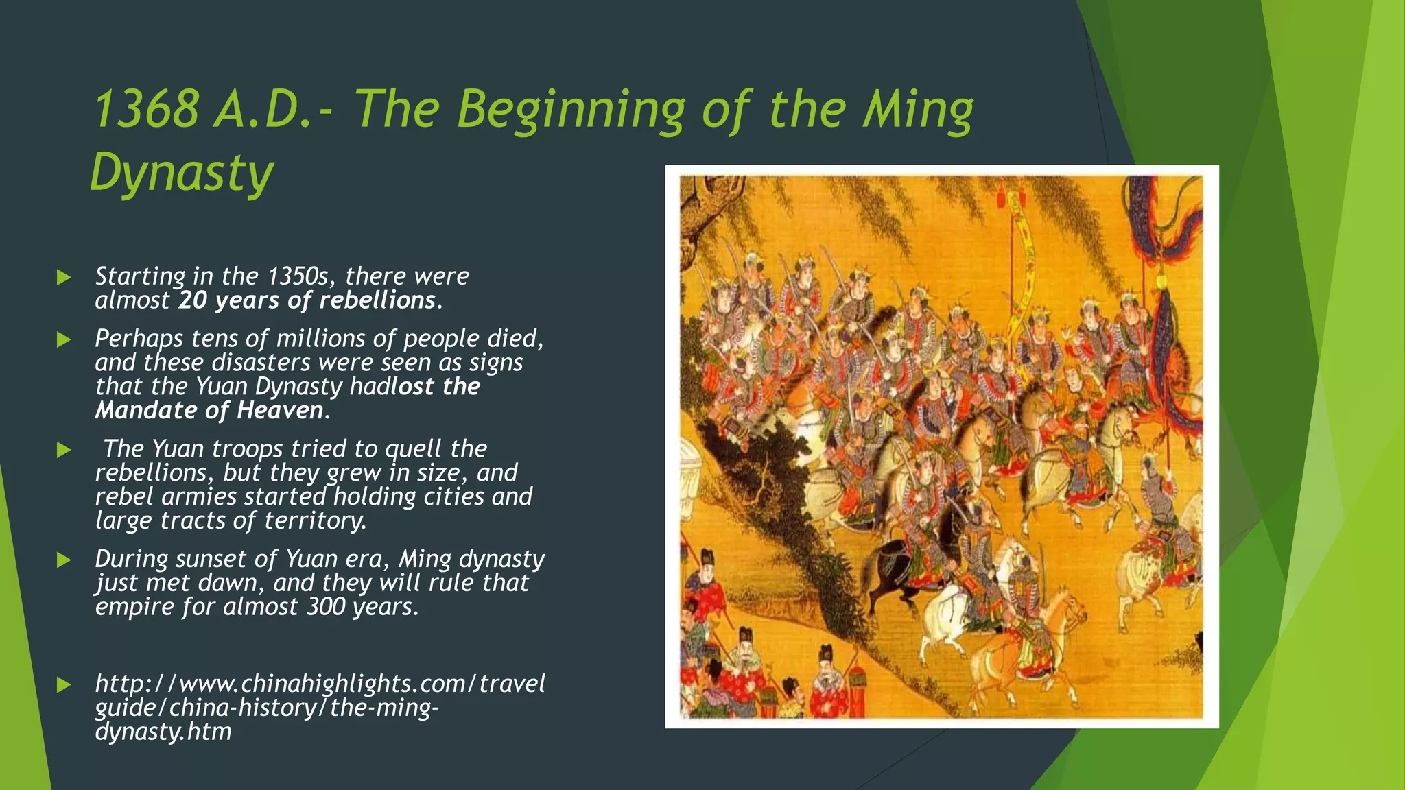 1368 A.D.- The Beginning of the Ming Dynasty | PPTX