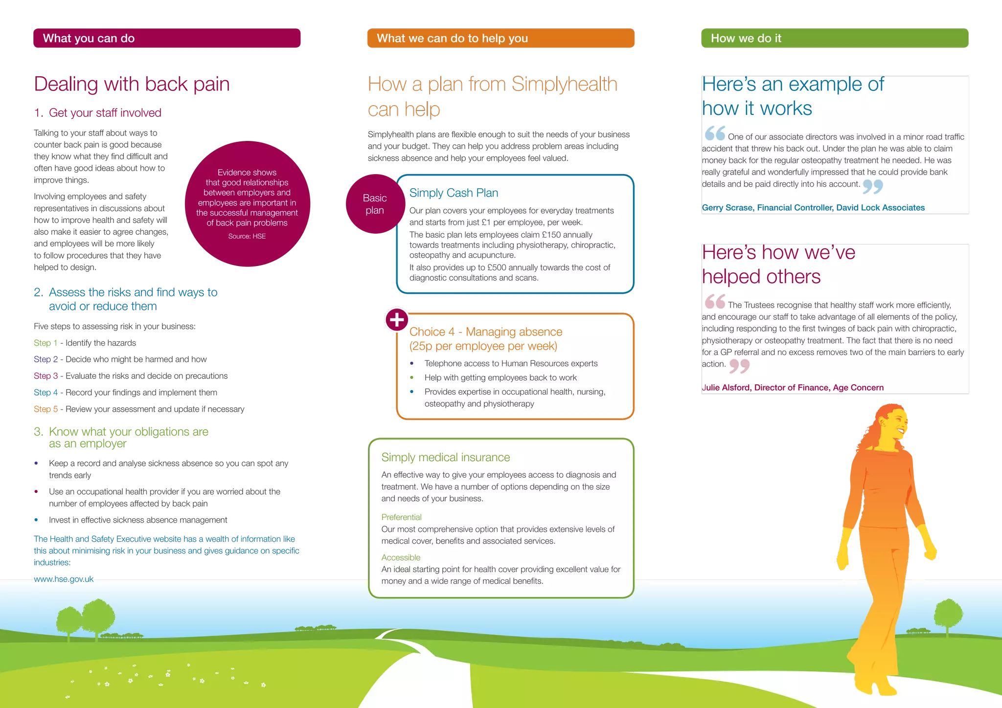 Simplyhealth back care factsheet for buisnesses | PDF