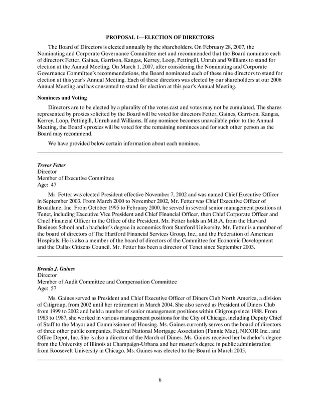 tenet healthcare 2007ProxyStatement | PDF