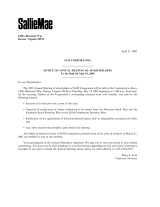 slm 2005ProxyStatementFinal | PDF