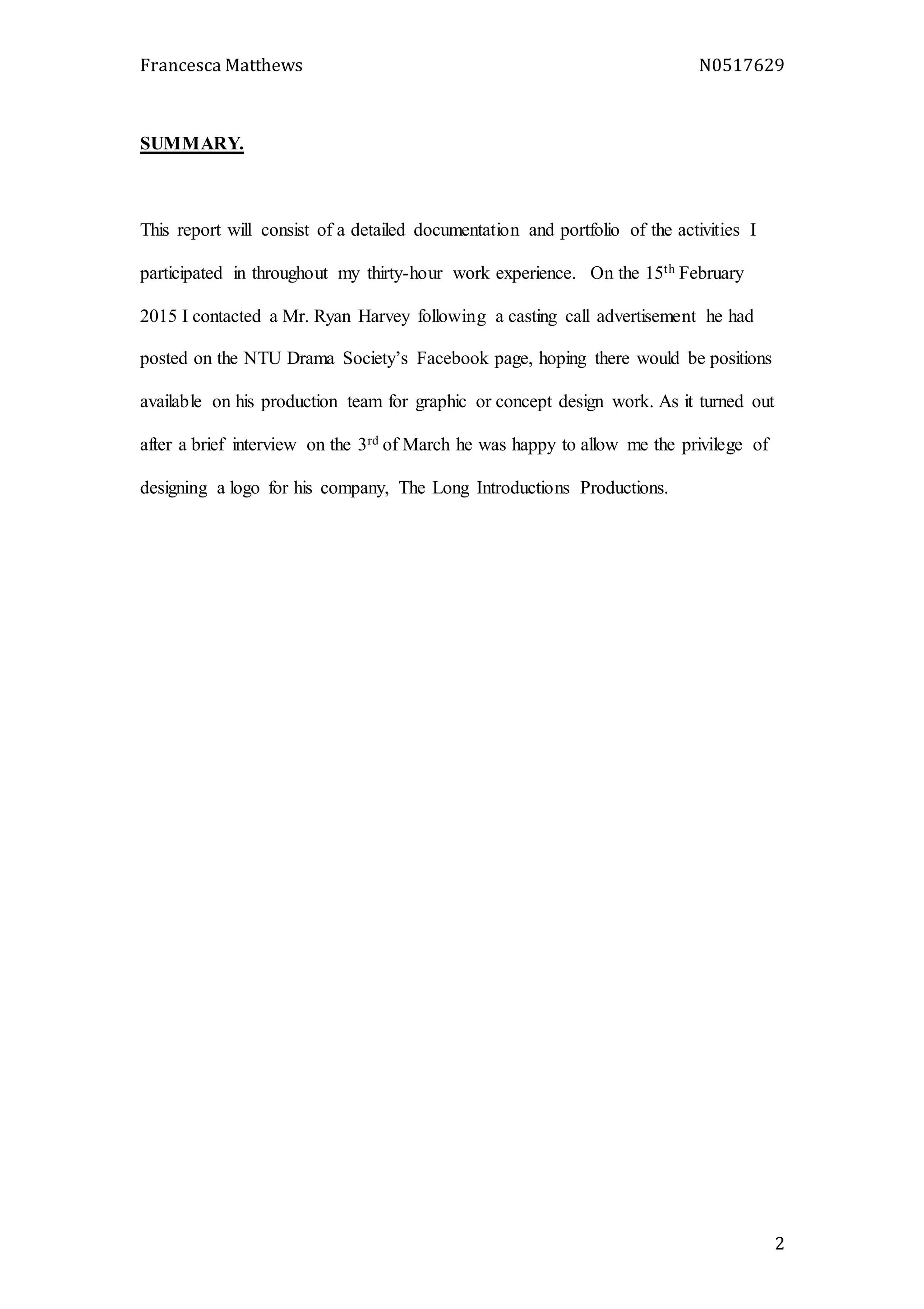 MY WORK EXPERIENCE REPORT | DOCX