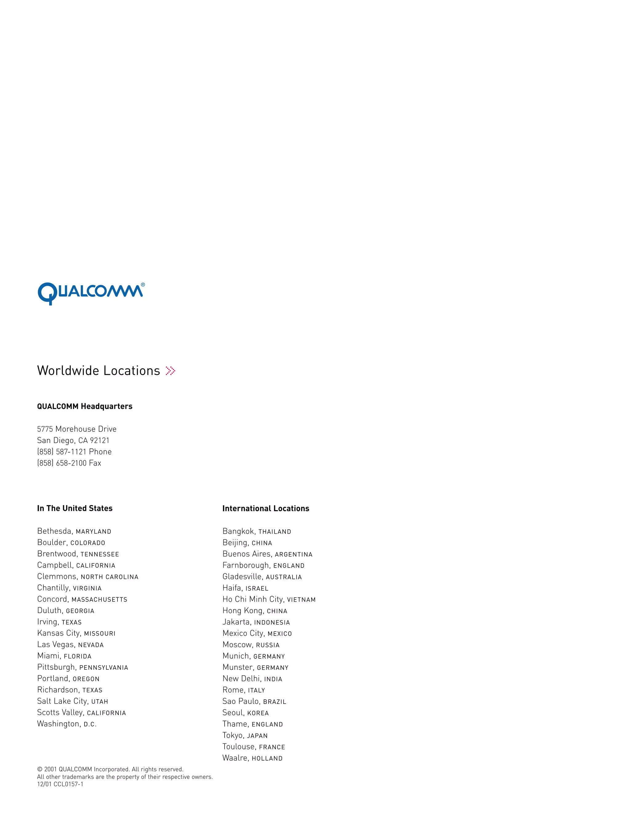 qualcomm annual reports 2001 | PDF