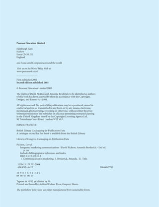 Integrated Marketing Communications 2nd Edition David Pickton | PDF