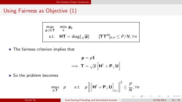 Zero Forcing Precoding And Generalized Inverses