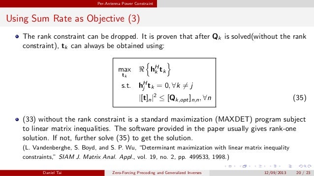 Zero Forcing Precoding And Generalized Inverses