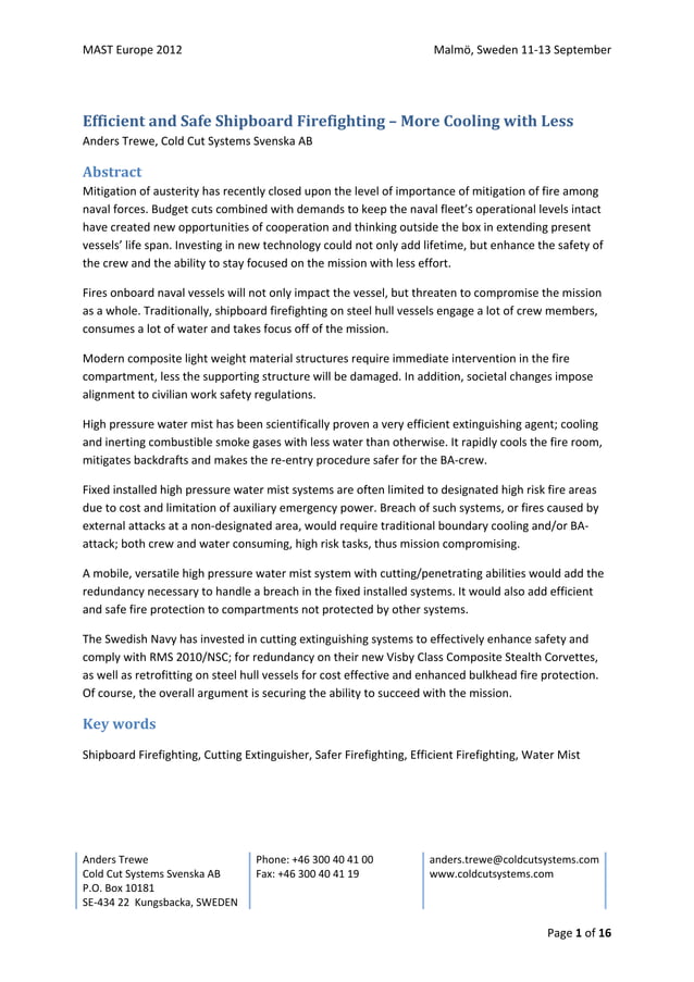 Efficient and Safe Shipboard Firefighting – More Cooling with Less ...