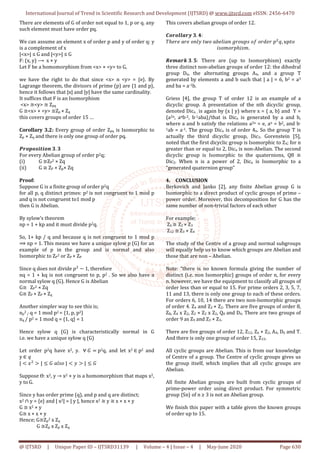 A Classification of Groups of Small Order upto Isomorphism | PDF