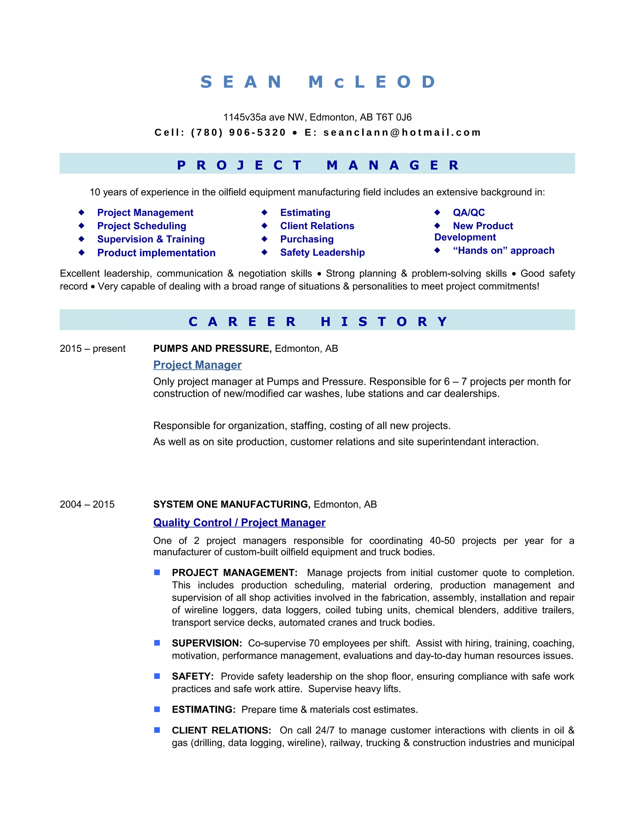 McLeod, Sean Resume | DOC