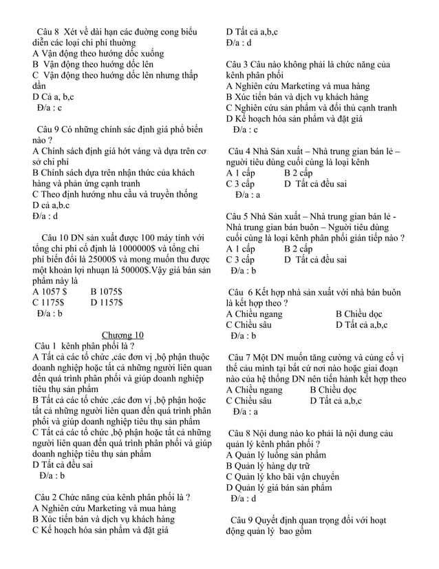 120 cau trac nghiem marketing can ban (co dap an) | DOC