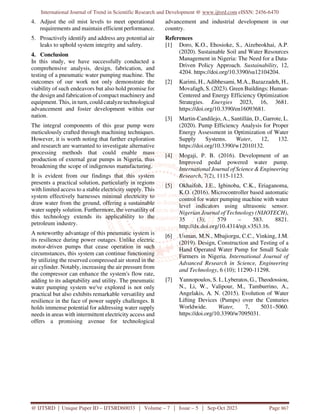 Design and Fabrication of a Pumping Machine for Water Supply Meeting the Challenges of Modern ...