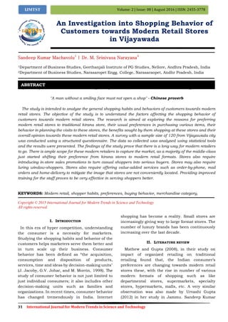 An Investigation into Shopping Behavior of Customers towards Modern ...