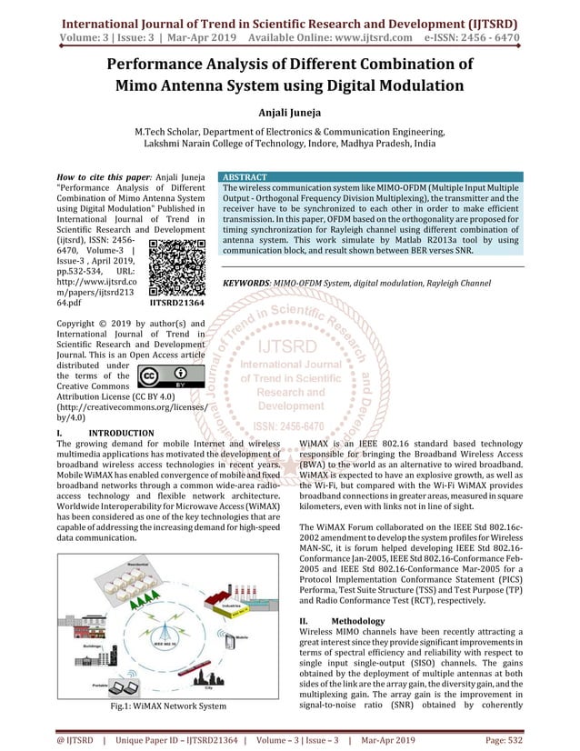 Performance Analysis Of Different Combination Of Mimo Antenna System