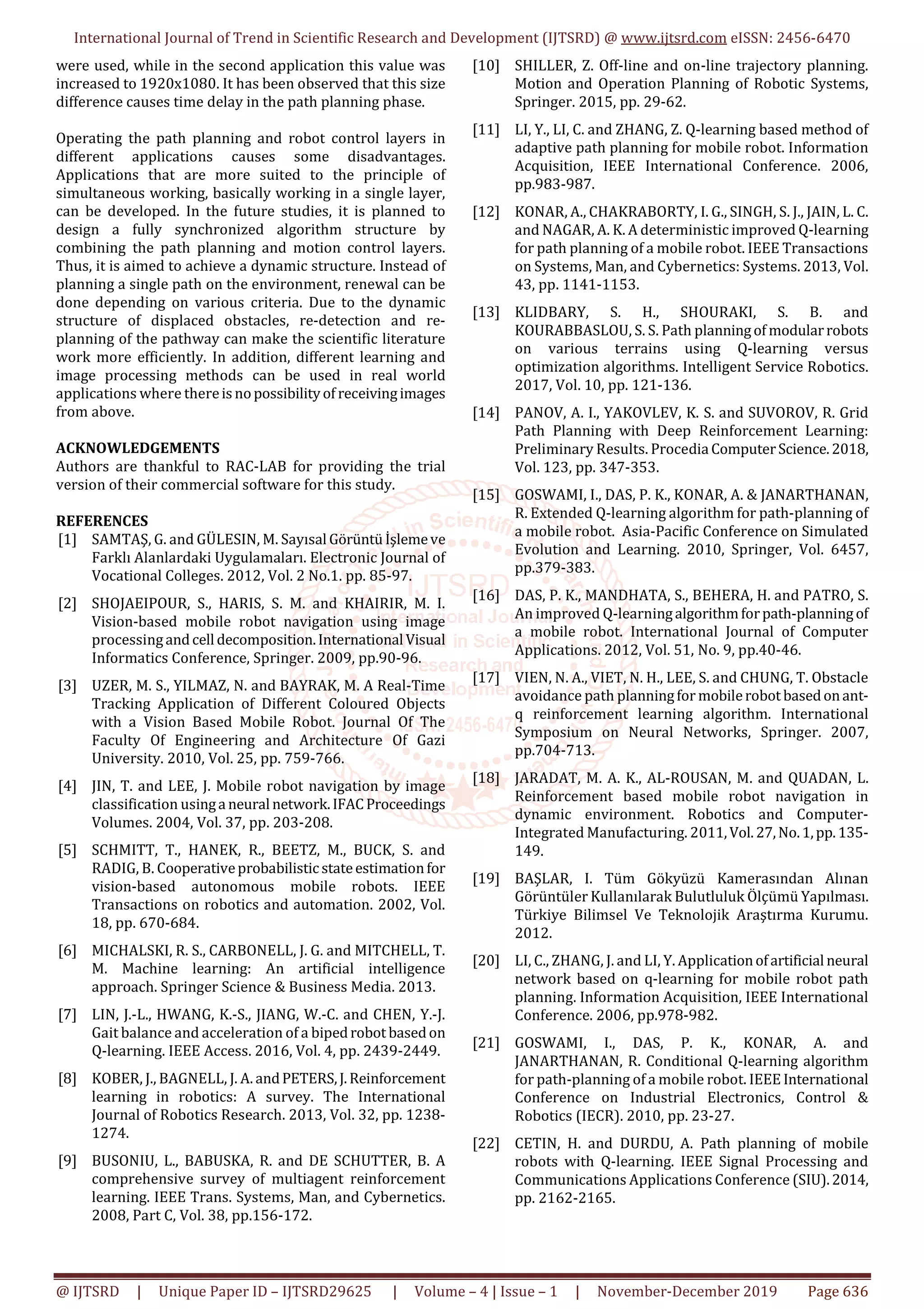 Q-Learnıng Based Real Tıme Path Plannıng for Mobıle Robots | PDF
