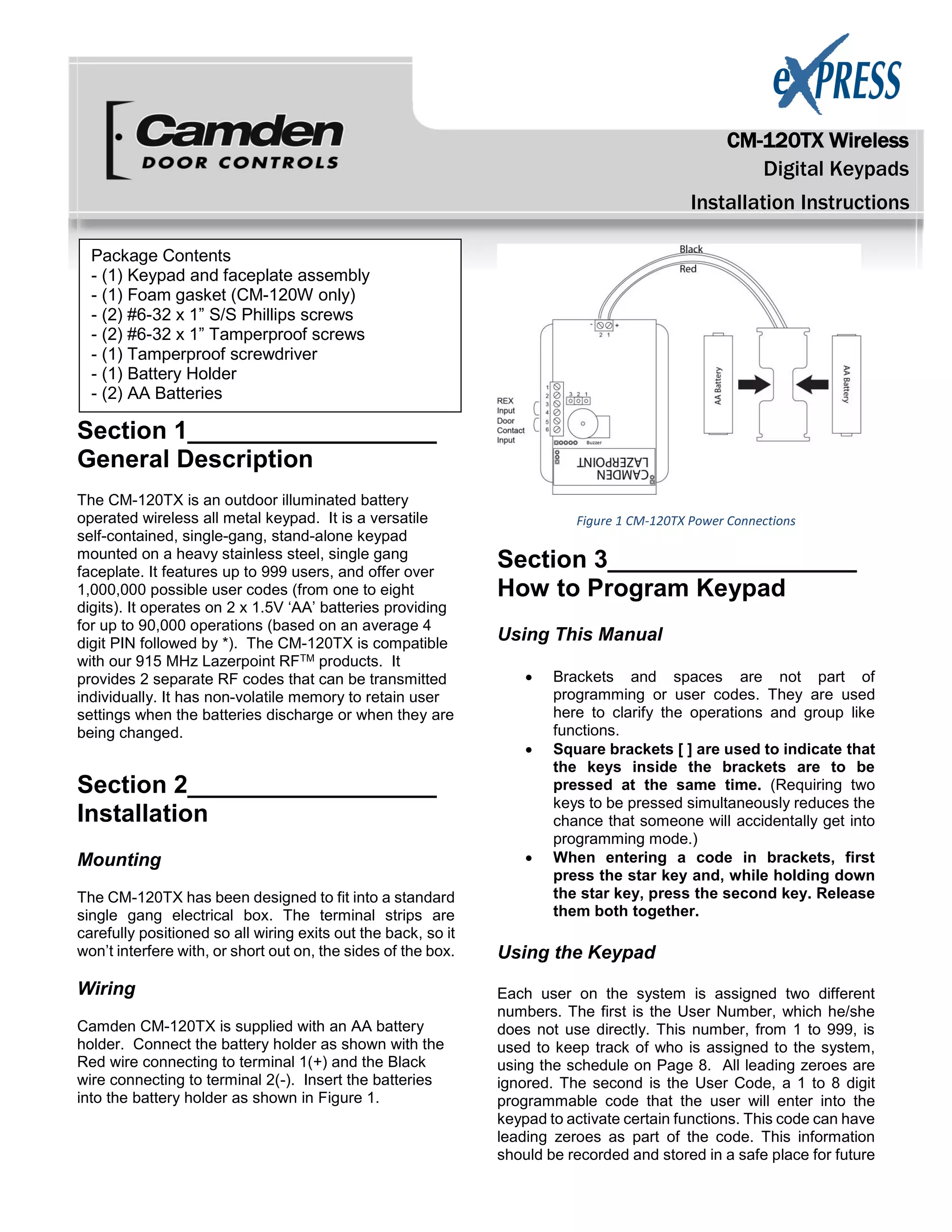 Camden 120TX Instruction Manual | PDF