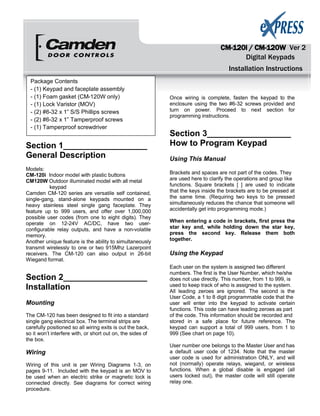 Camden 120W-V2 Instruction Manual | PDF