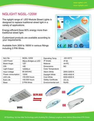 120W LED Modular Street Light 180W Degree | PDF